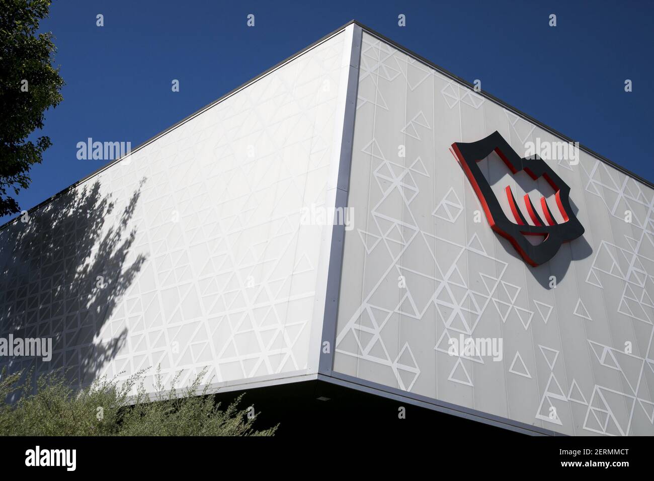 A logo sign outside of the headquarters of Riot Games, Inc., in Los ...