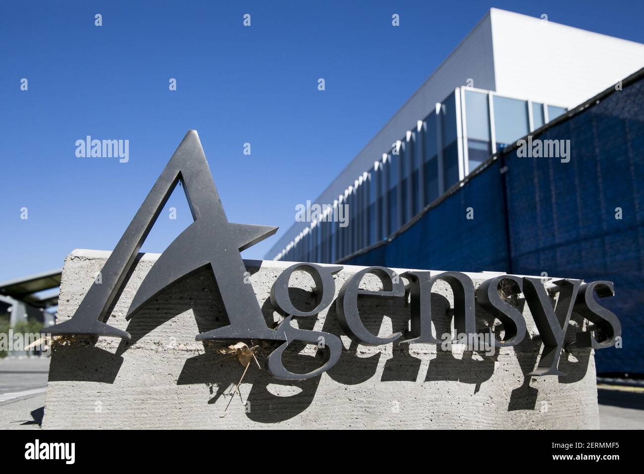 A logo sign outside of the former headquarters of Agensys in Santa ...