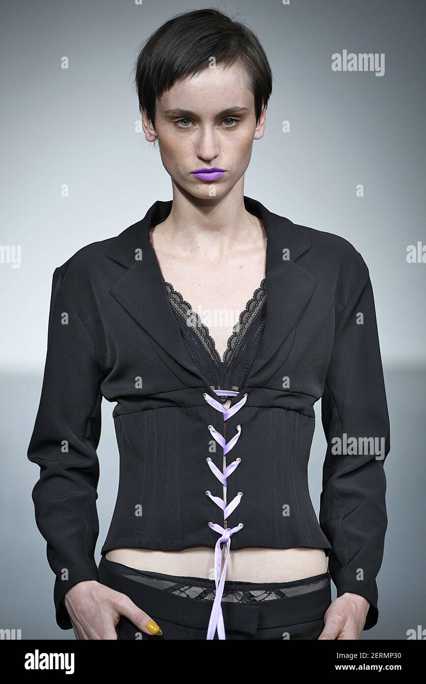 Model walks on the runway during the Marta Jakubowski London Fashion ...