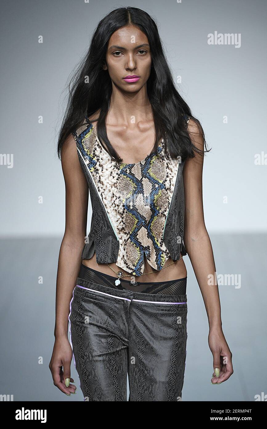 Model walks on the runway during the Marta Jakubowski London Fashion ...