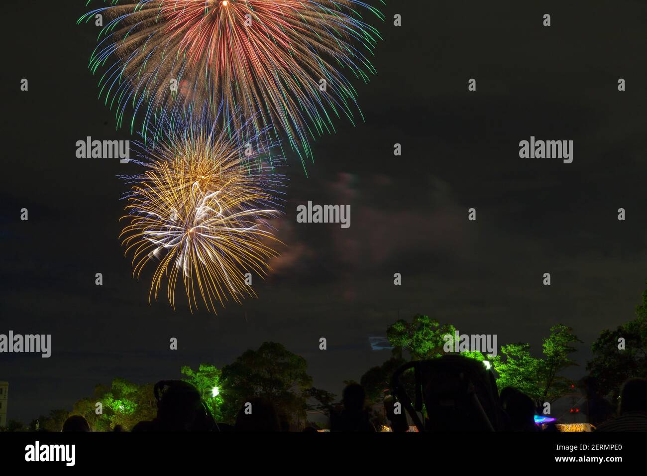 Colorful firework show on summer in Japan.,Hanabi matsuri Stock Photo ...