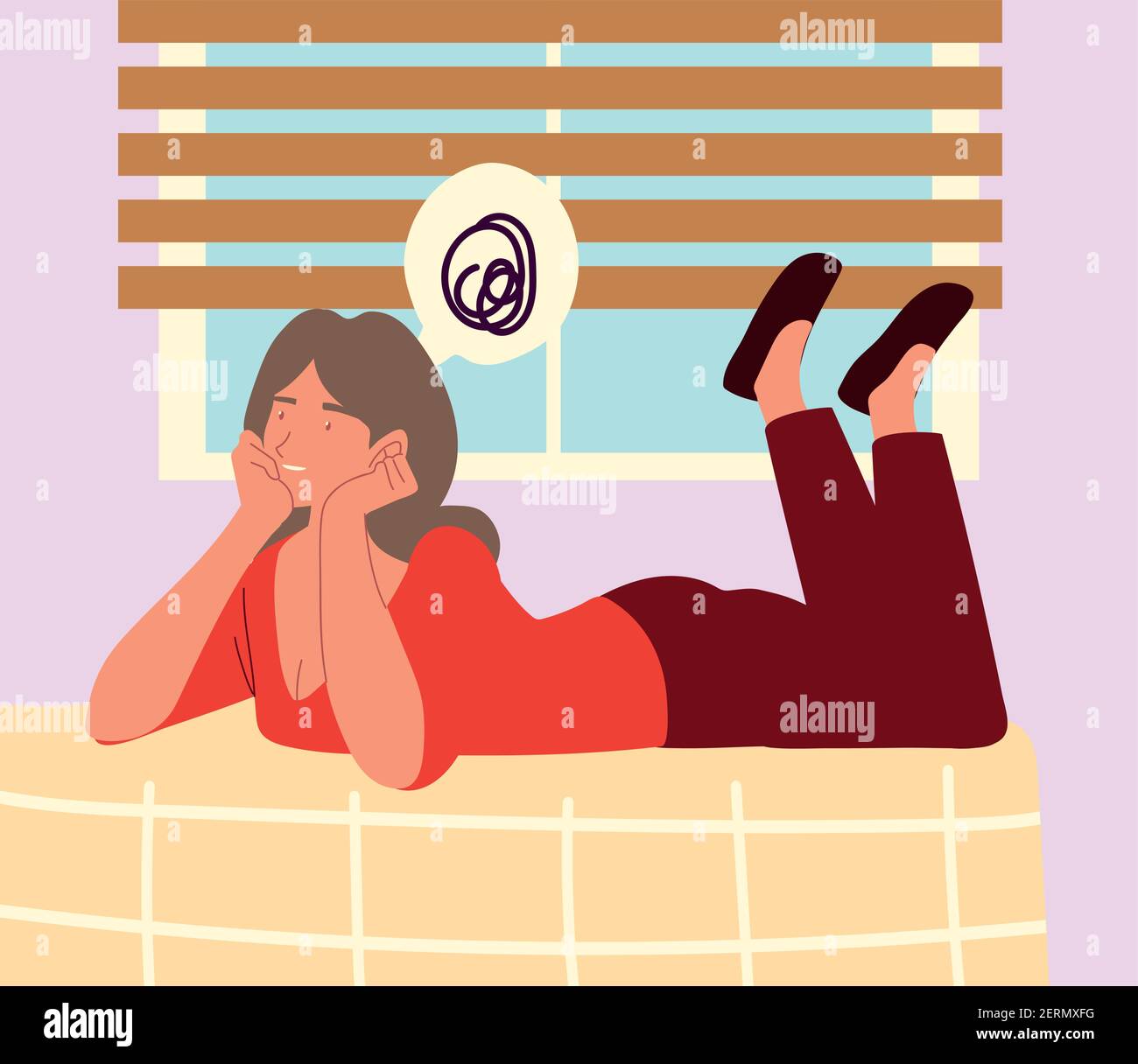 girl lying bed thinking procrastinate Stock Vector Image & Art - Alamy