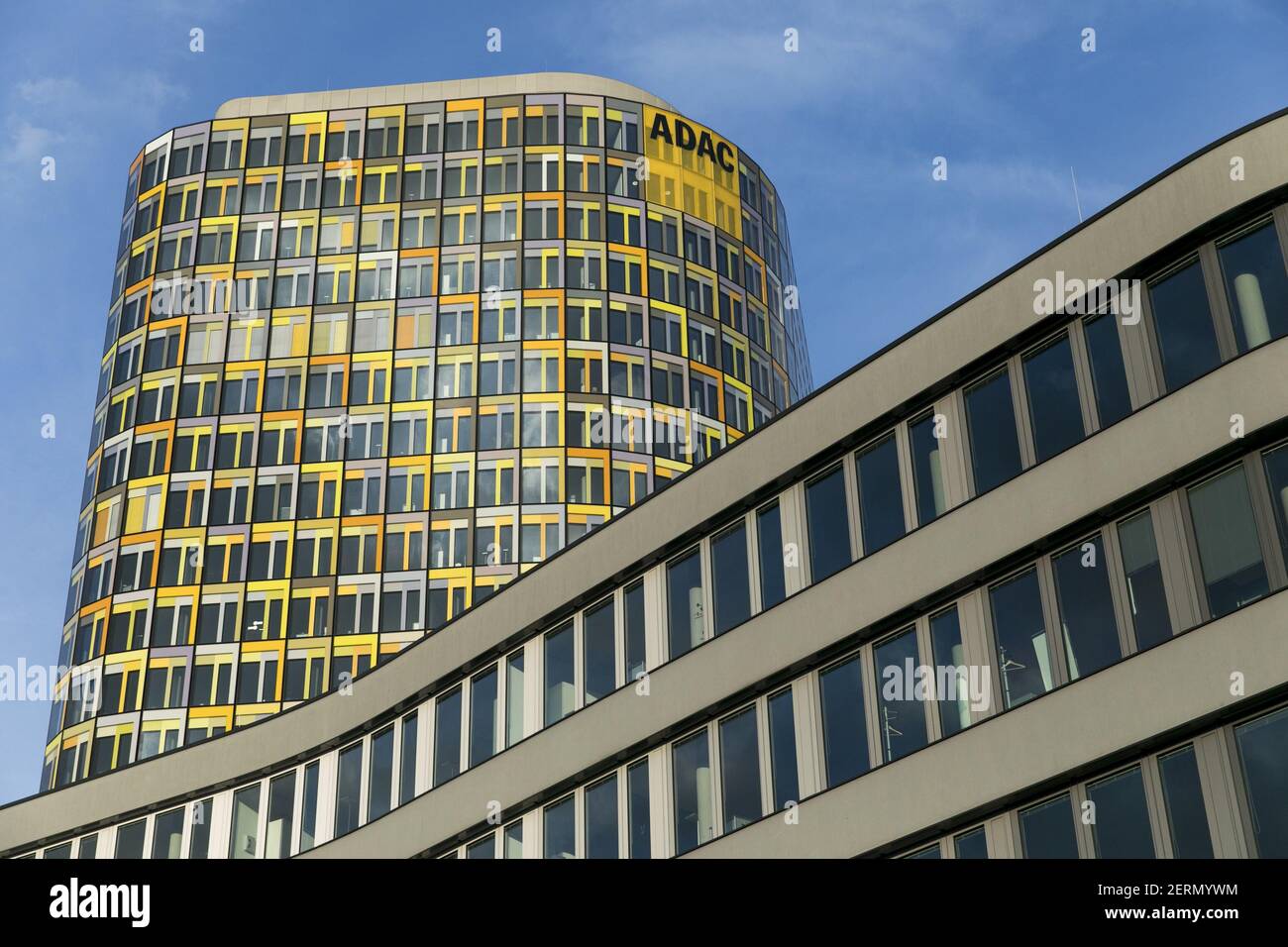A logo sign outside of the headquarters of The ADAC (Allgemeiner ...