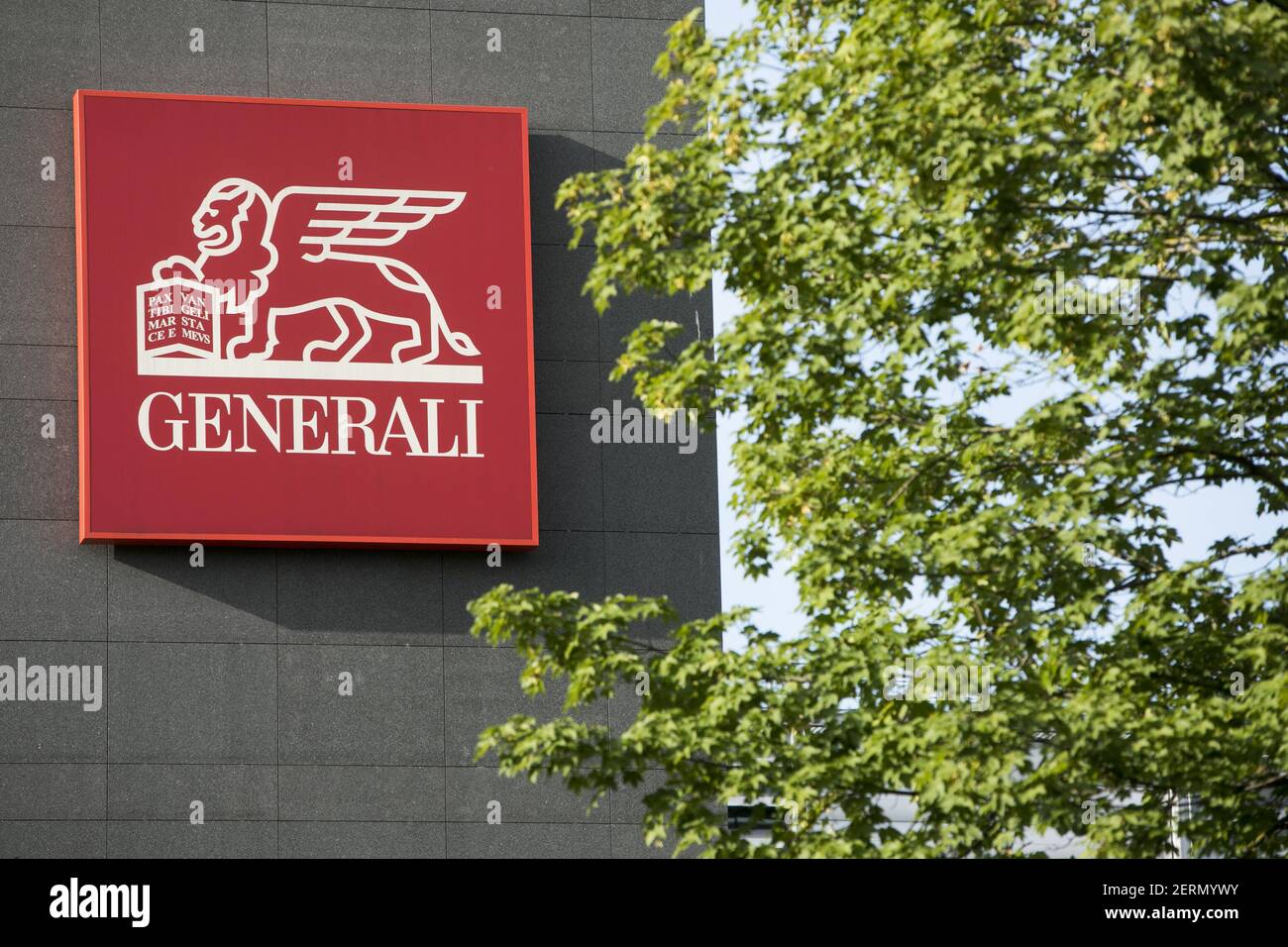 A logo sign outside of a facility occupied by Assicurazioni Generali in ...