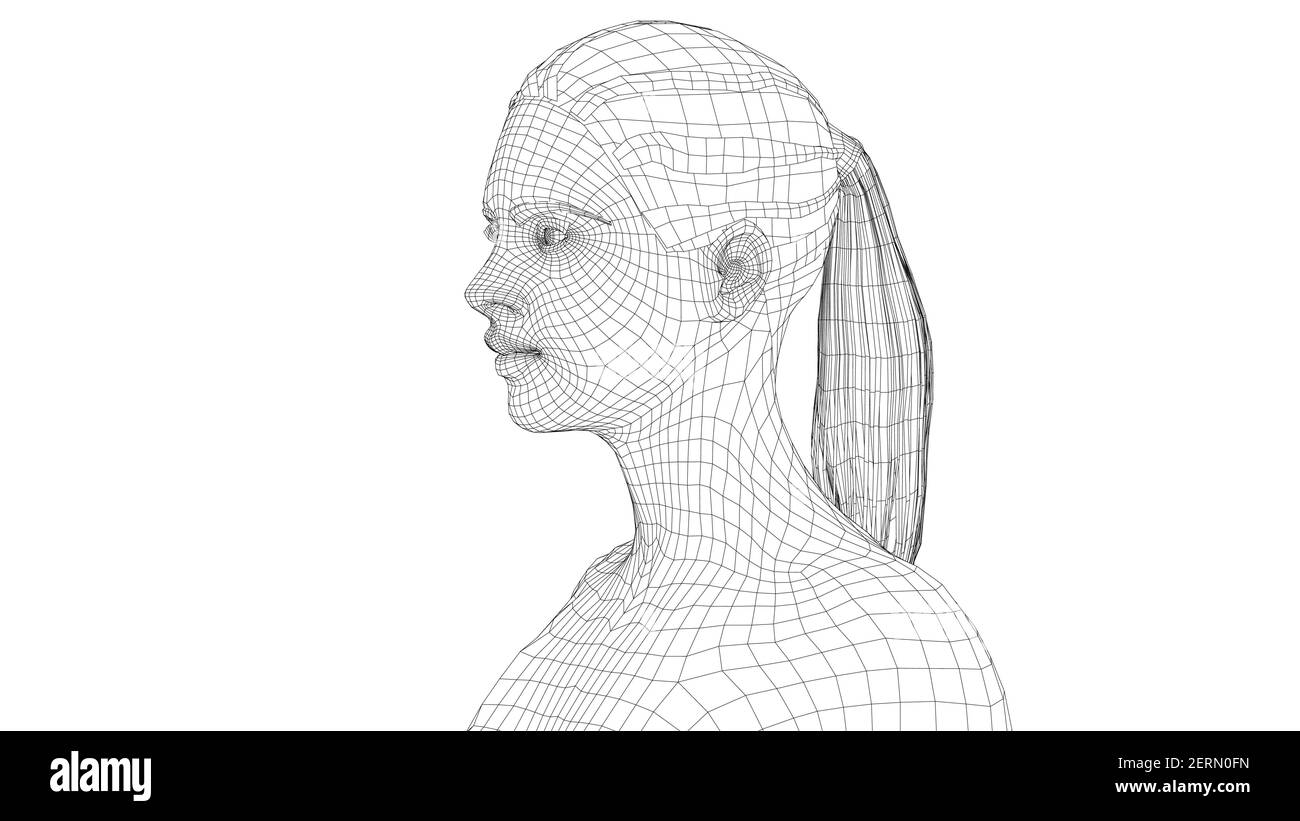 Wireframe portrait of a young beautiful girl Stock Vector Image & Art ...