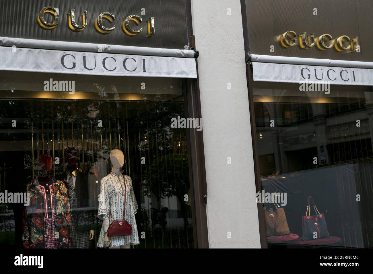 A logo sign outside of a Gucci retail store in Munich, Germany, on ...