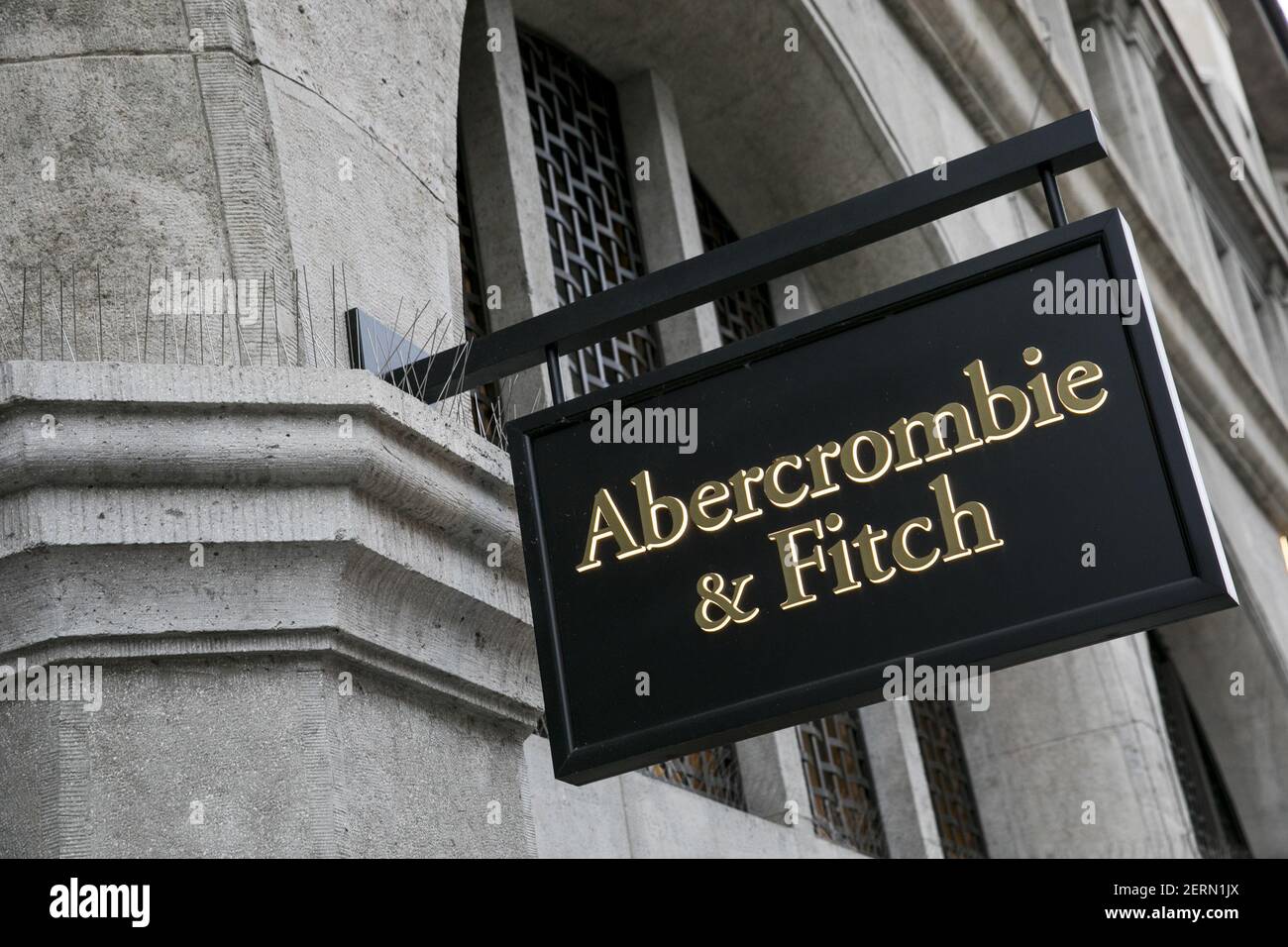A logo sign outside of a Abercrombie & Fitch retail store in Munich ...