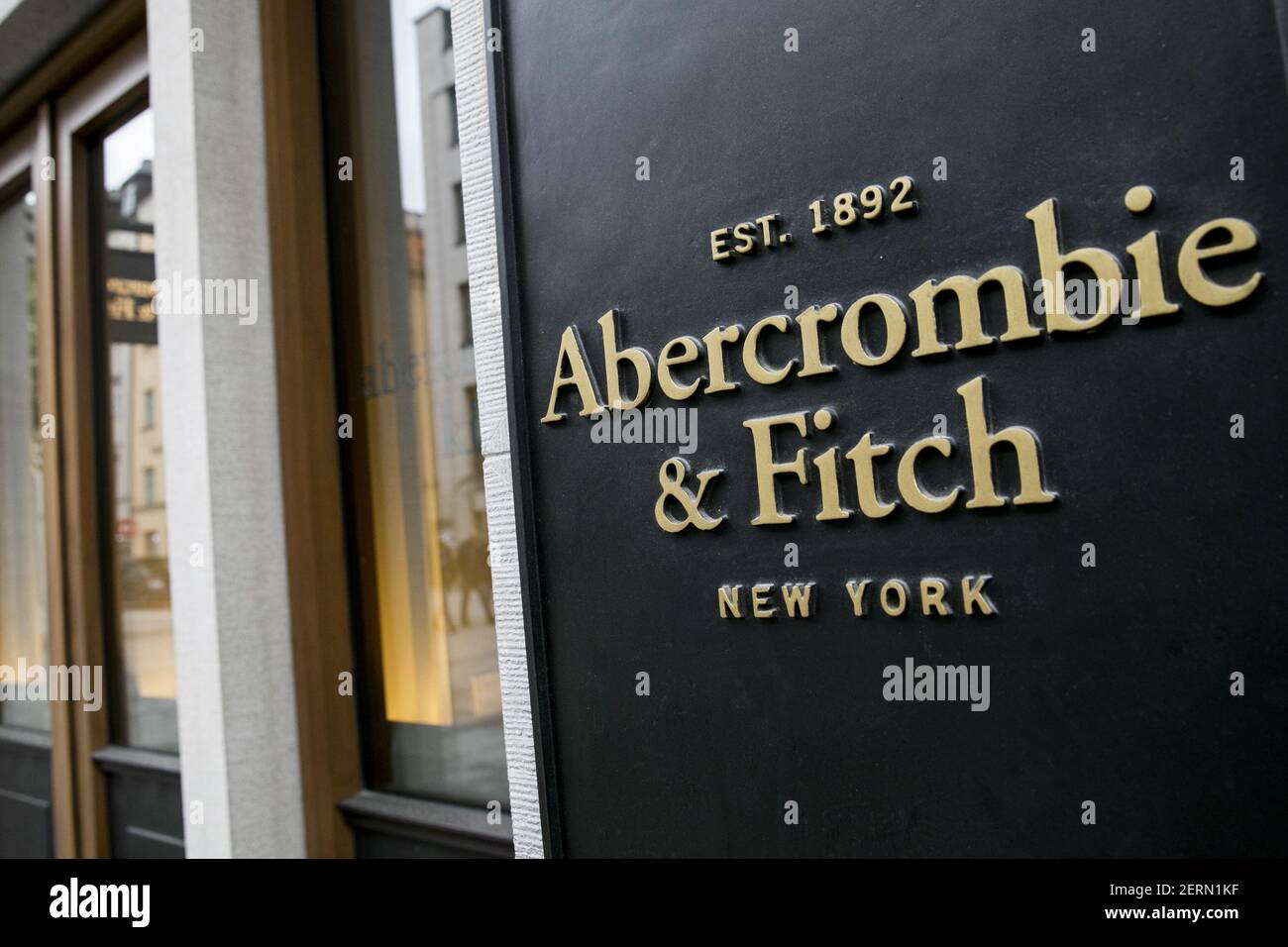 A logo sign outside of a Abercrombie & Fitch retail store in Munich ...
