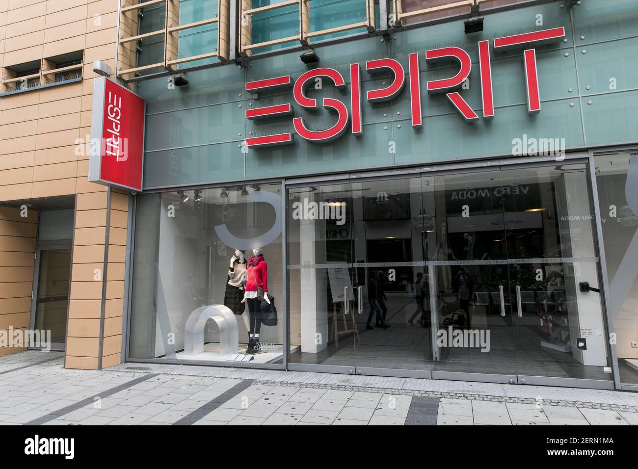 A logo sign outside of a Esprit retail store in Munich, Germany, on ...