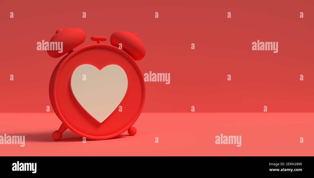 3D rendered clock message concept: Heart shape design sign in white ...