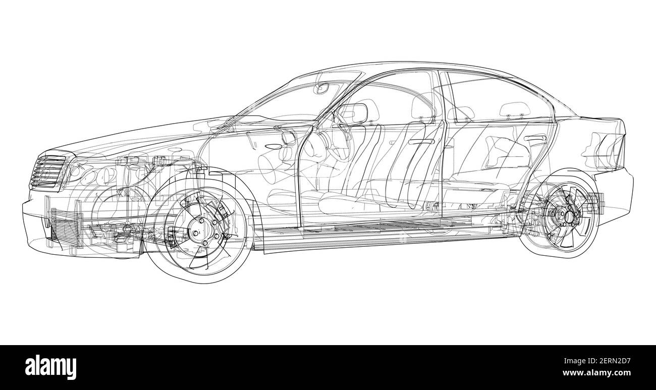 Electric Car With Chassis. Vector rendering of 3d Stock Vector Image ...