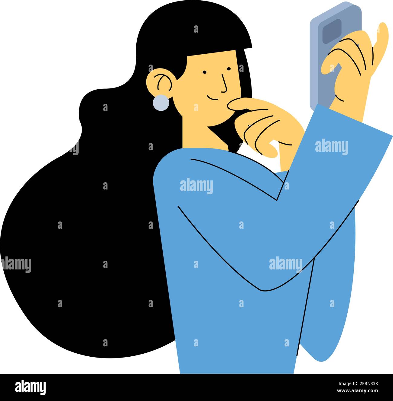 young woman using smartphone character vector illustration design Stock ...