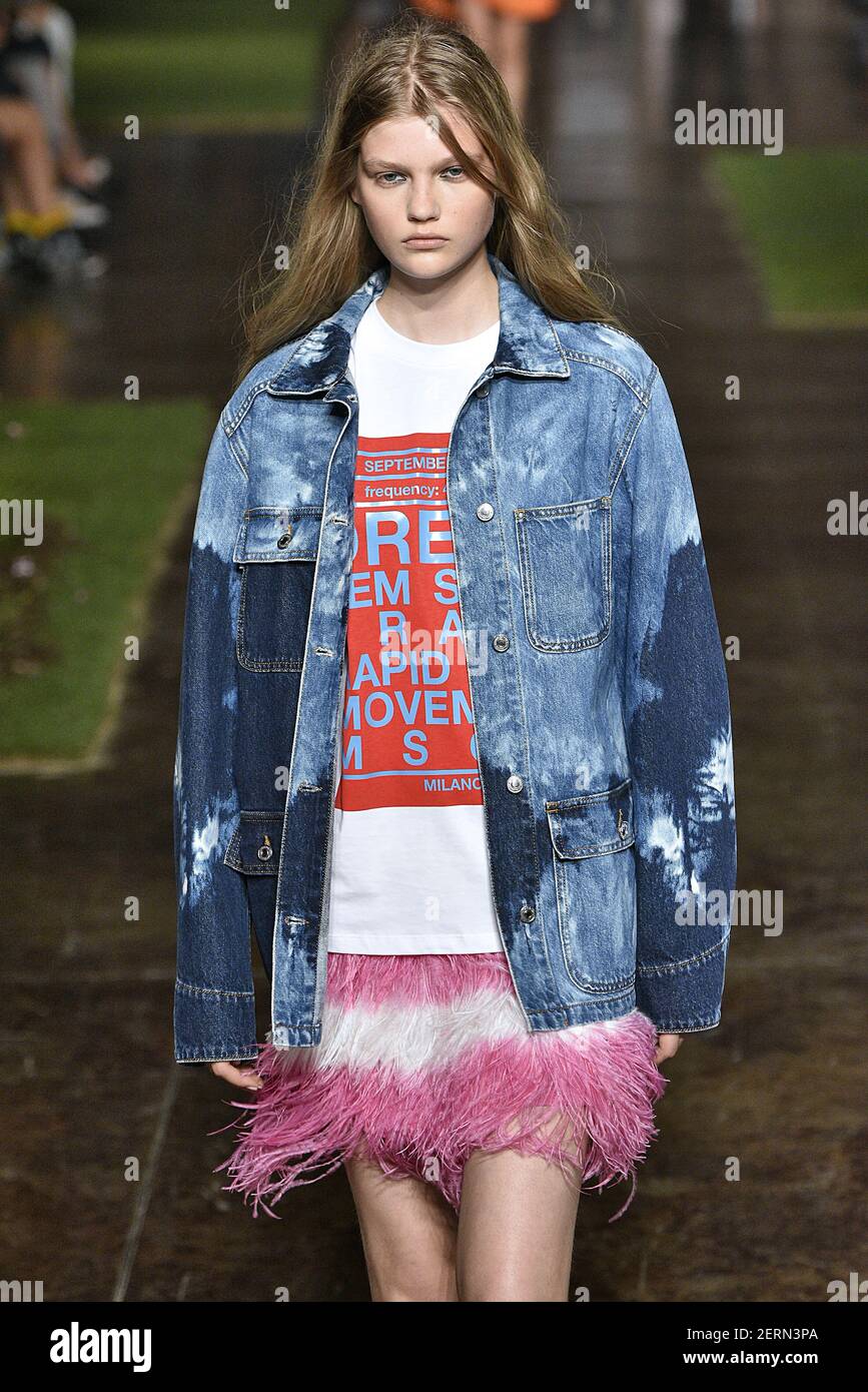 Natalie Ogg walks on the runway during the Fashion MSGM show during ...