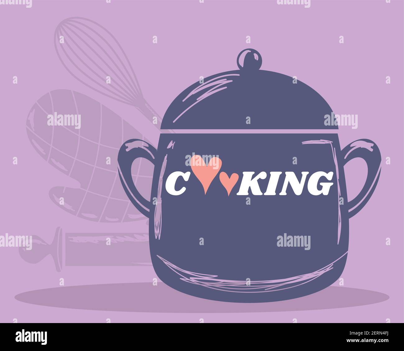 cooking pot lettering utensils cartoon Stock Vector Image & Art - Alamy