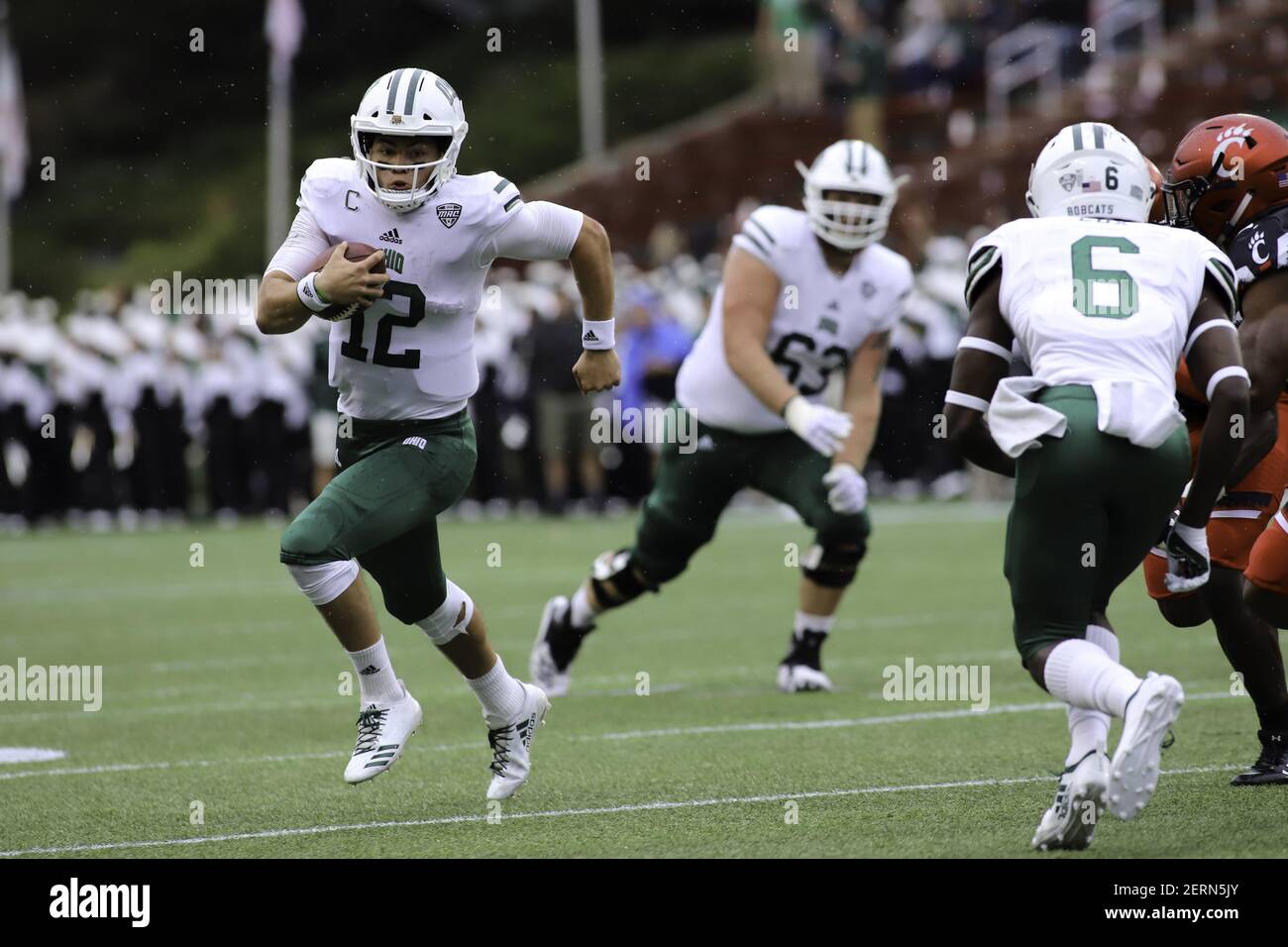 September 22, 2018: Ohio Bobcats QB Nathan Rourke runs during an NCAA ...