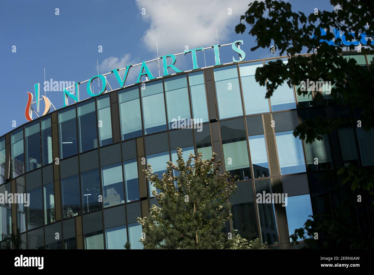 A logo sign outside of a facility occupied by Novartis in Vienna ...