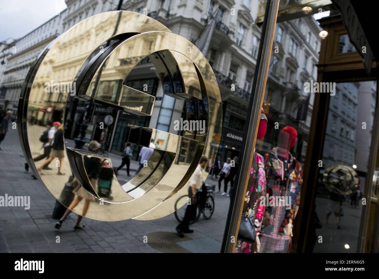 A logo sign outside of a Gucci retail store in Vienna, Austria, on ...