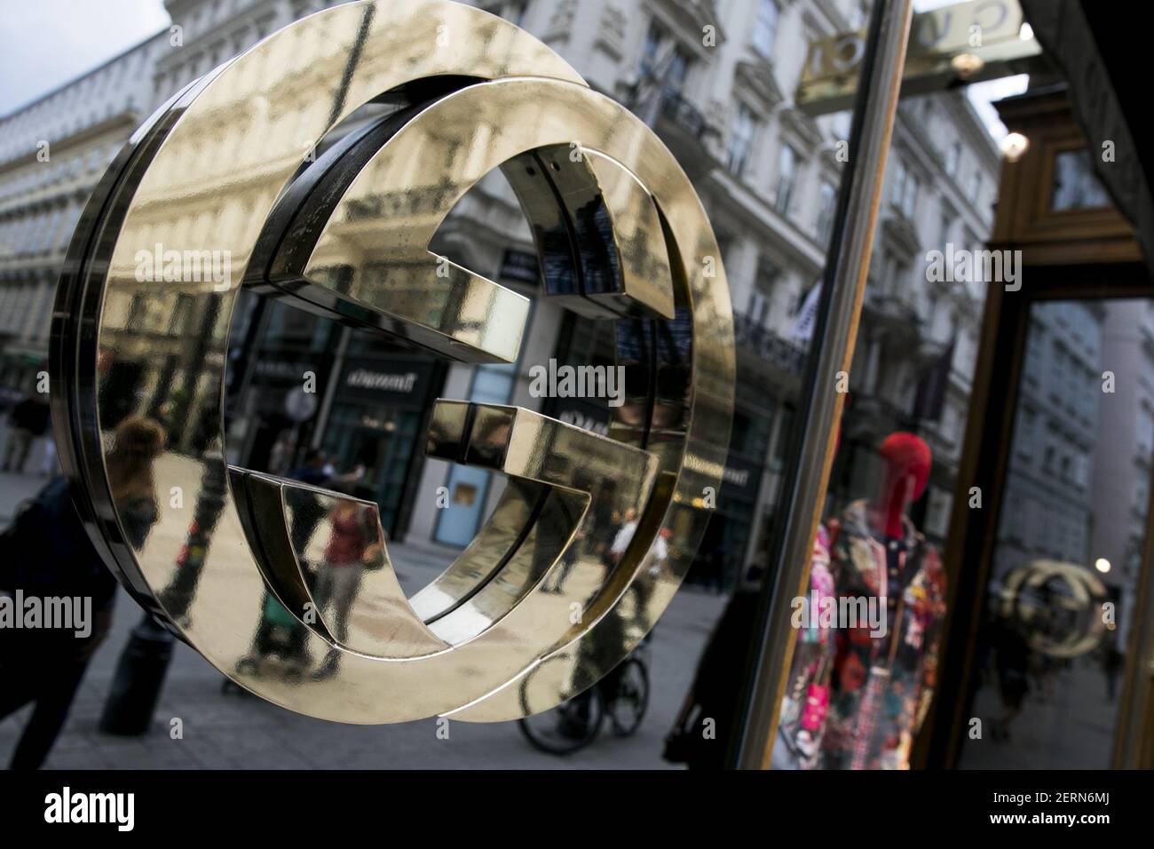A logo sign outside of a Gucci retail store in Vienna, Austria, on ...