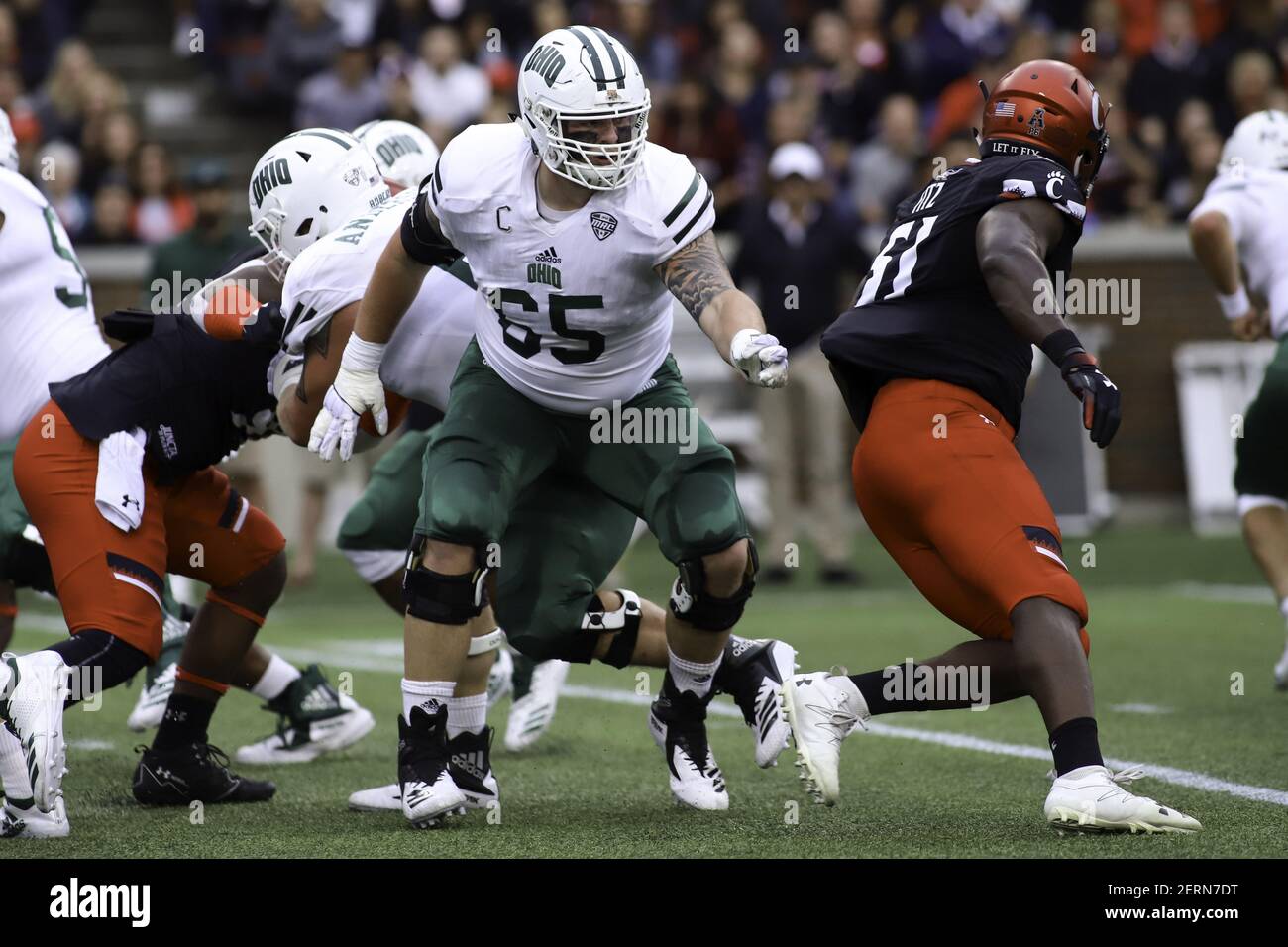September 22, 2018: Ohio Bobcats OL Joe Lowery (65) during an NCAA ...