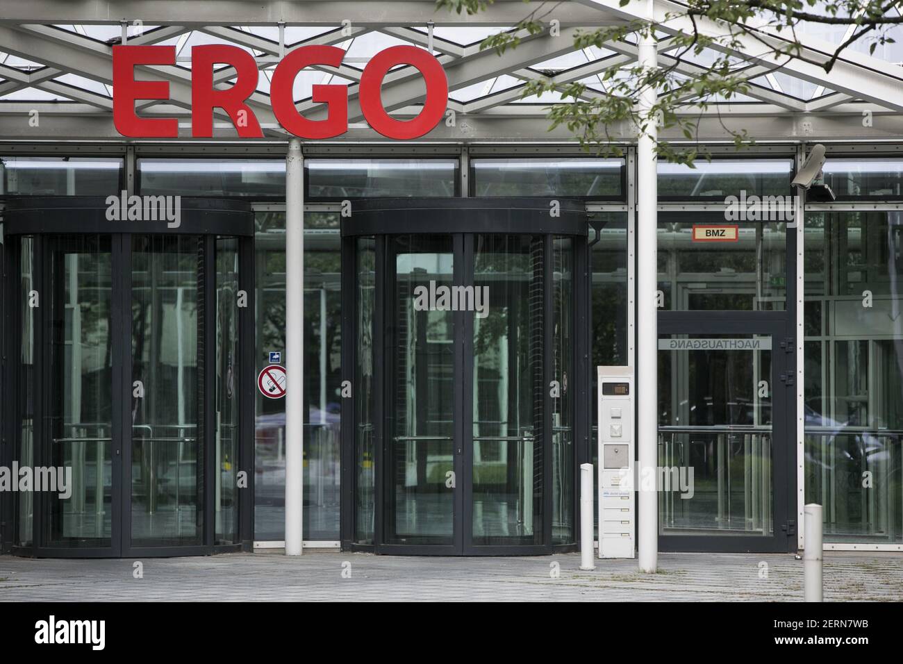 A logo sign outside of a facility occupied by the ERGO Group in Munich ...