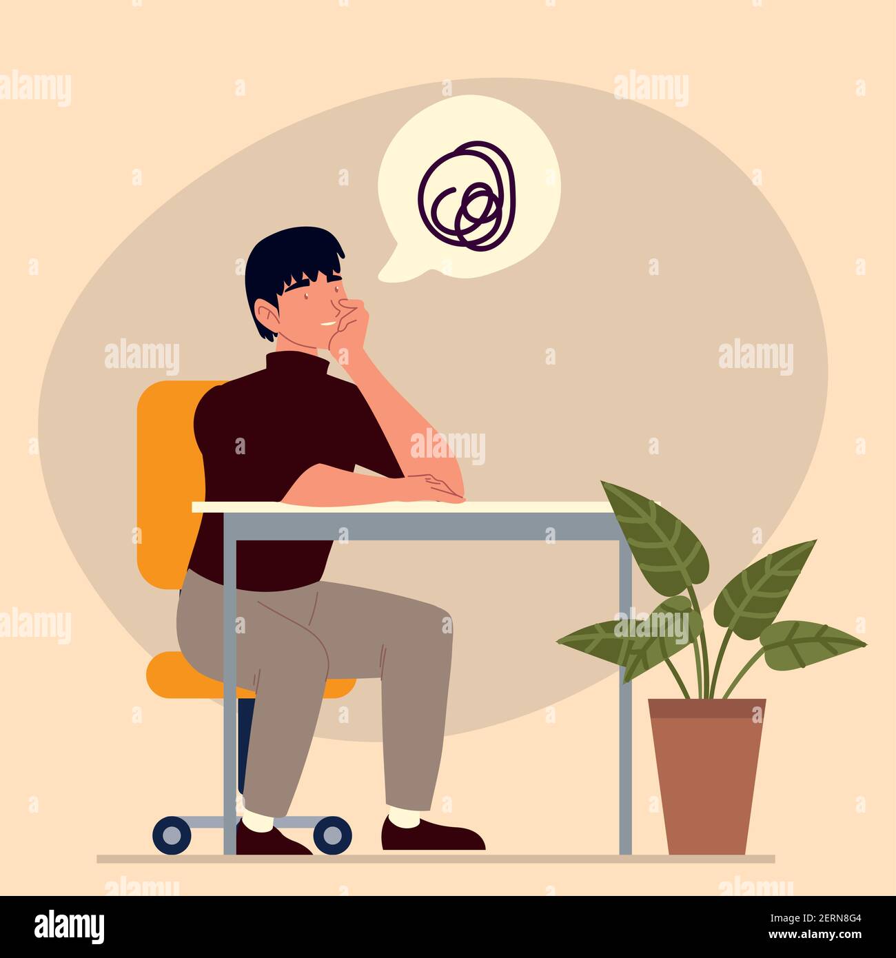 man thinking procrastination at desk Stock Vector Image & Art - Alamy