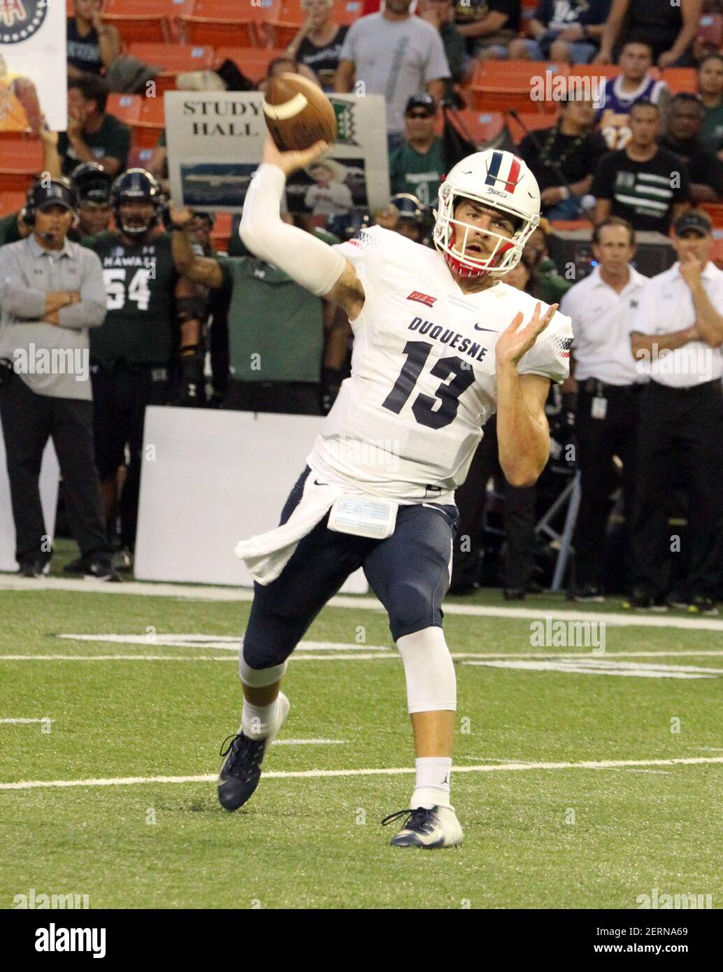 September 22, 2018 - Duquesne Dukes quarterback Daniel Parr #13 during ...
