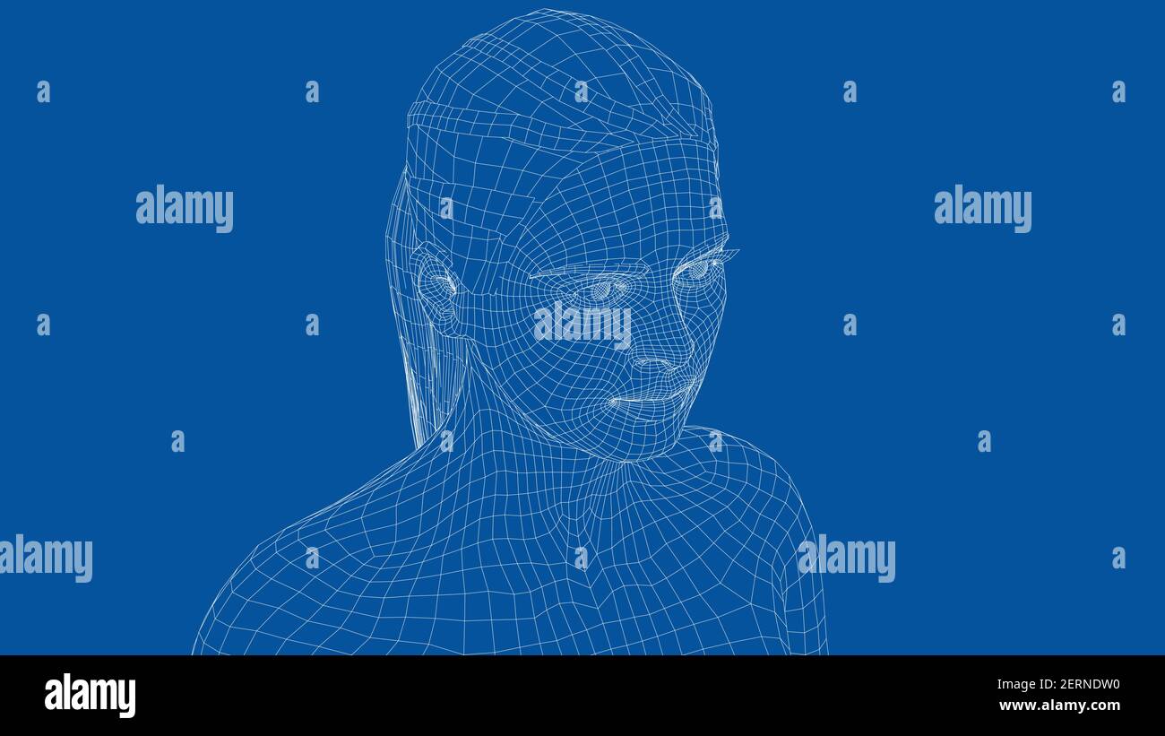 Wireframe portrait of a young beautiful girl Stock Vector Image & Art ...
