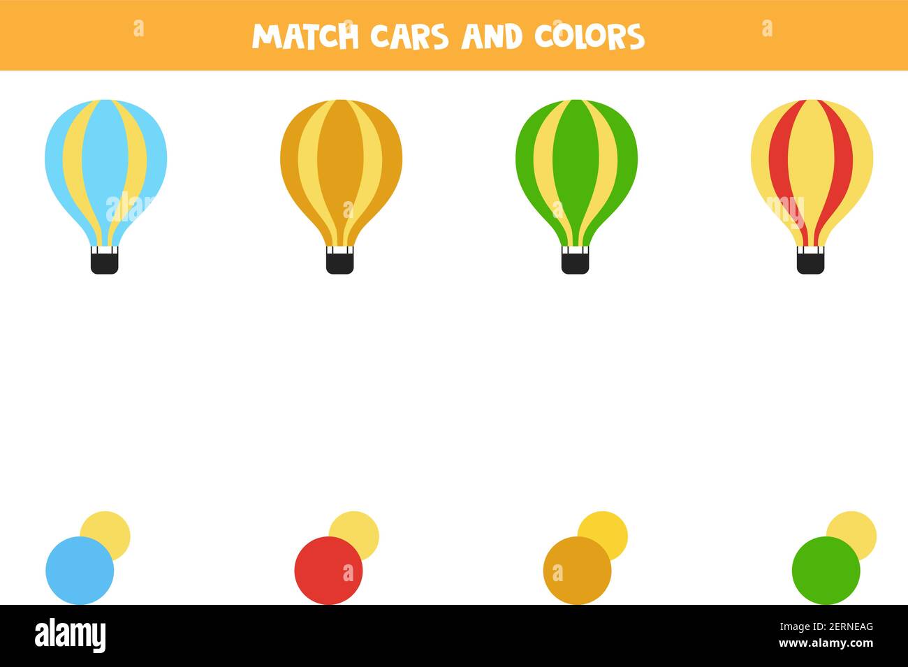 Match hot air balloons and colors. Educational matching game for kids ...
