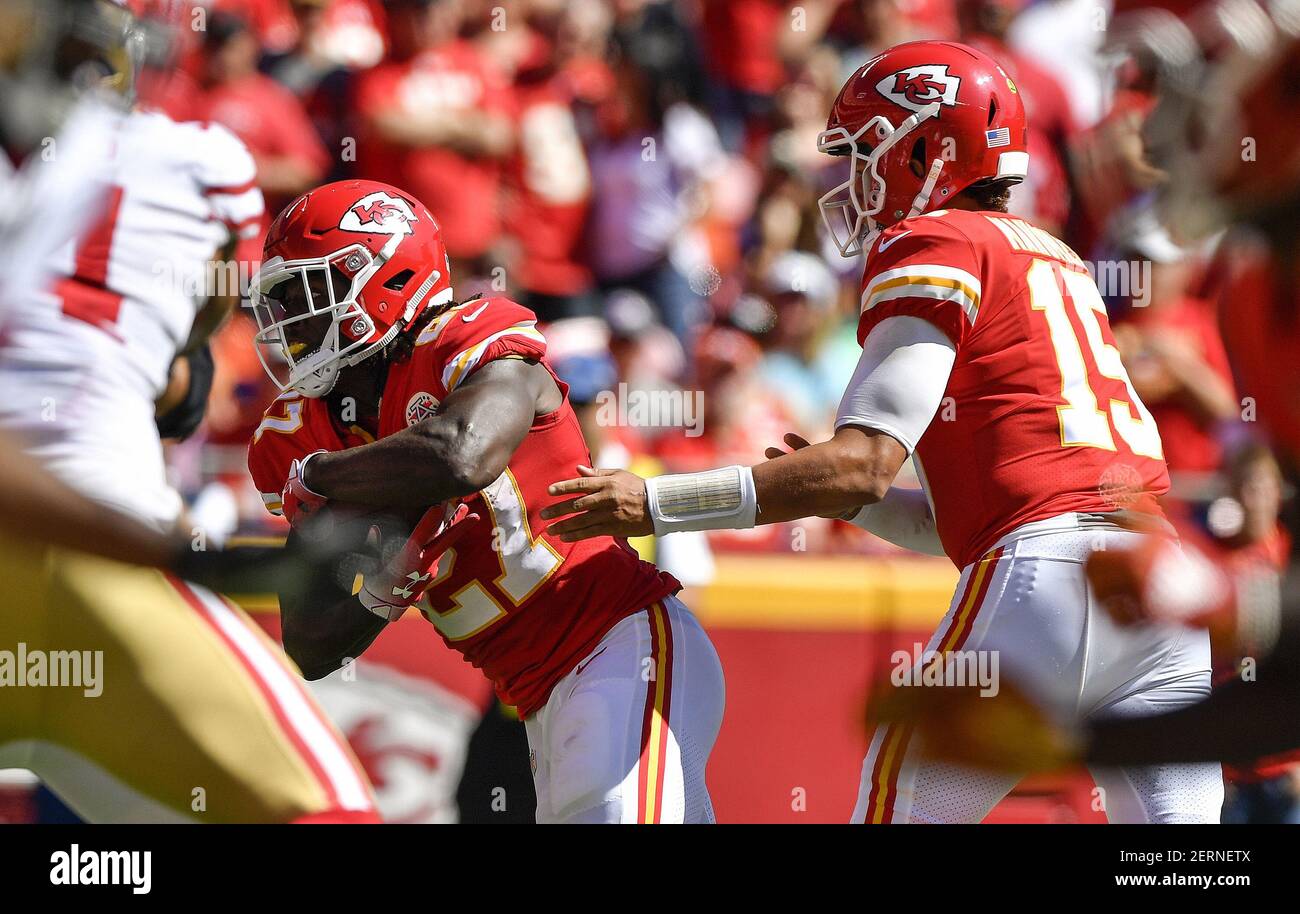 Kansas City Chiefs running back Kareem Hunt takes the handoff from ...