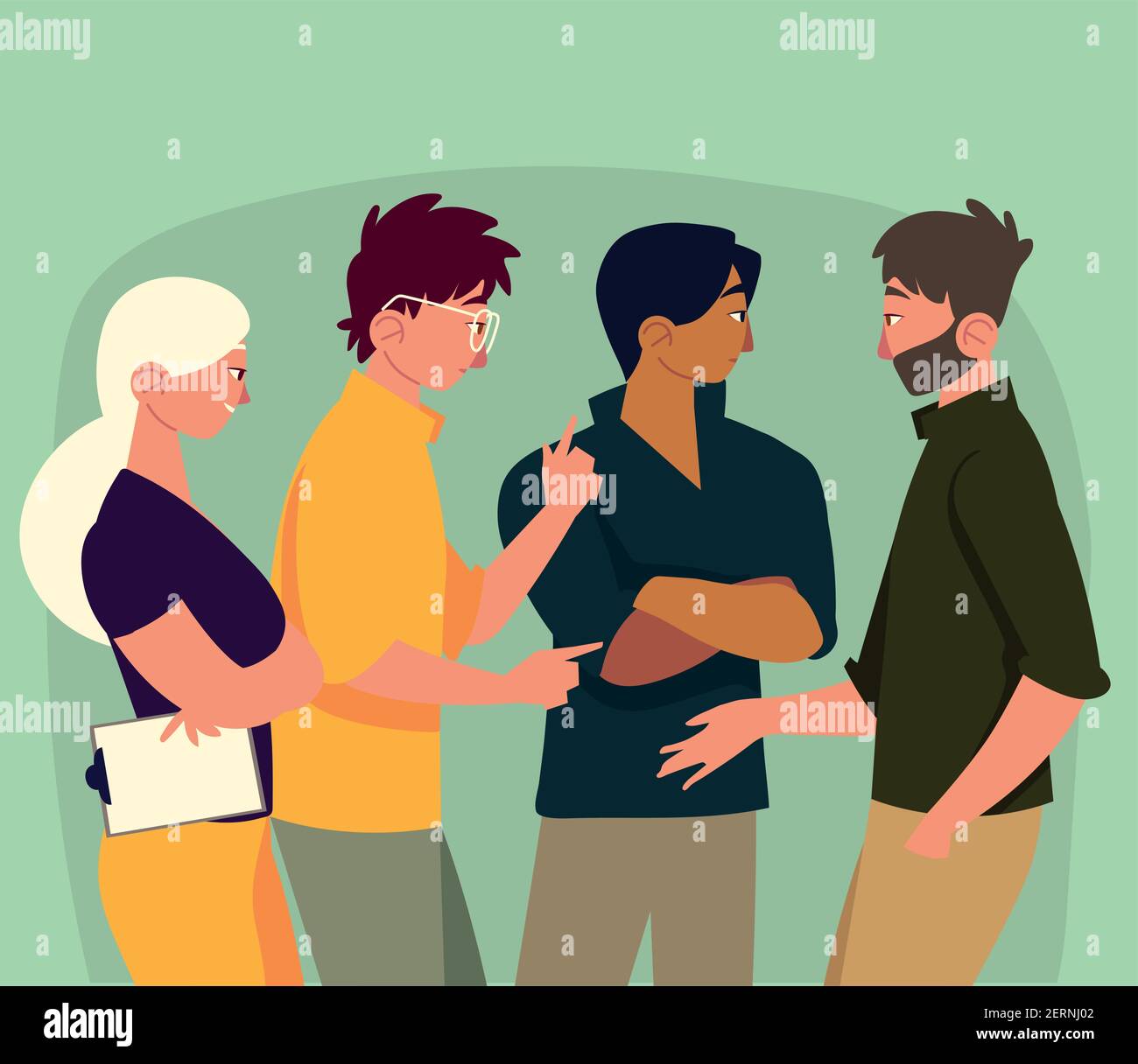 teamwork characters discussing debating thinking Stock Vector Image ...