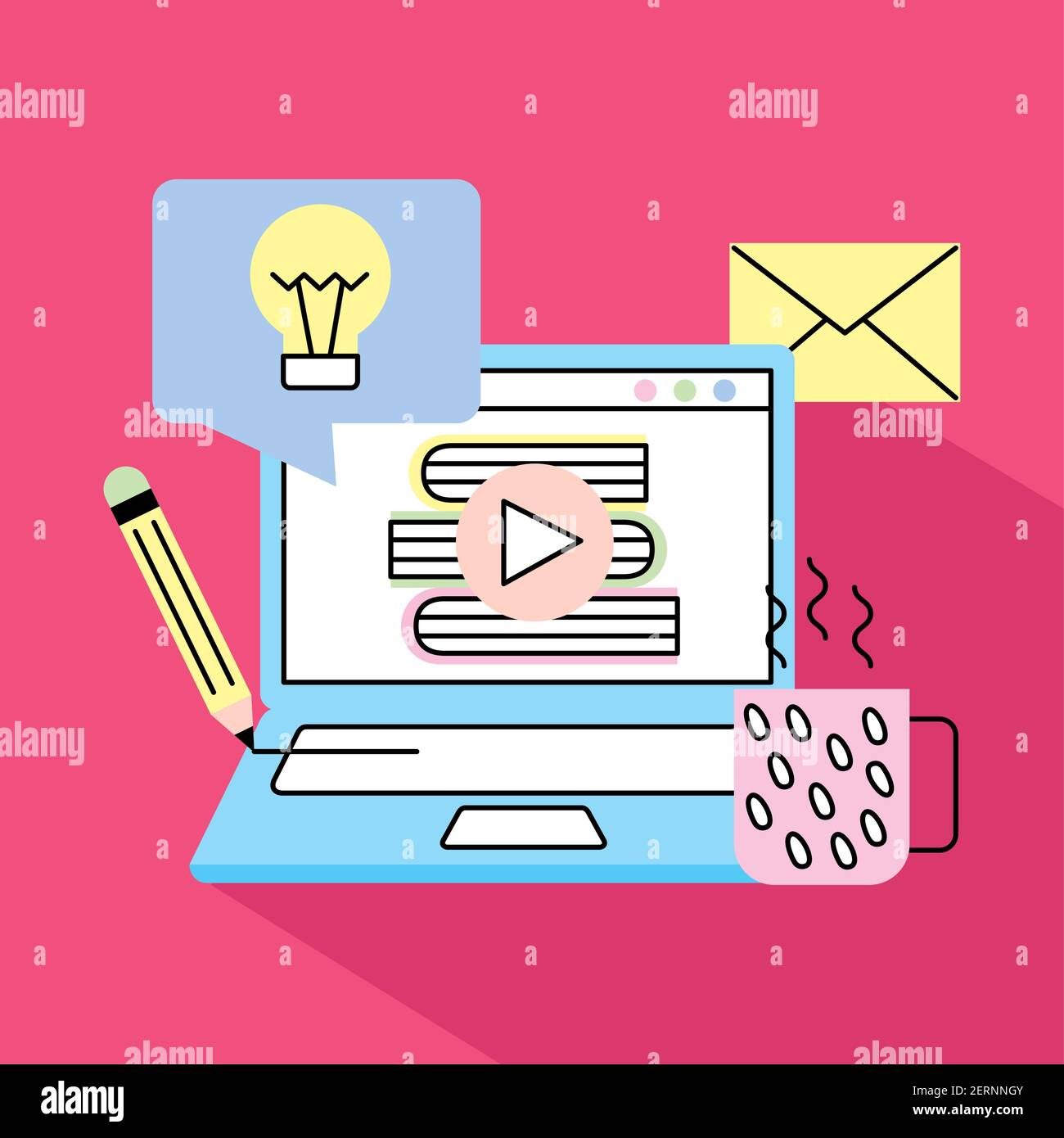 laptop with elearning technology icons Stock Vector Image & Art - Alamy