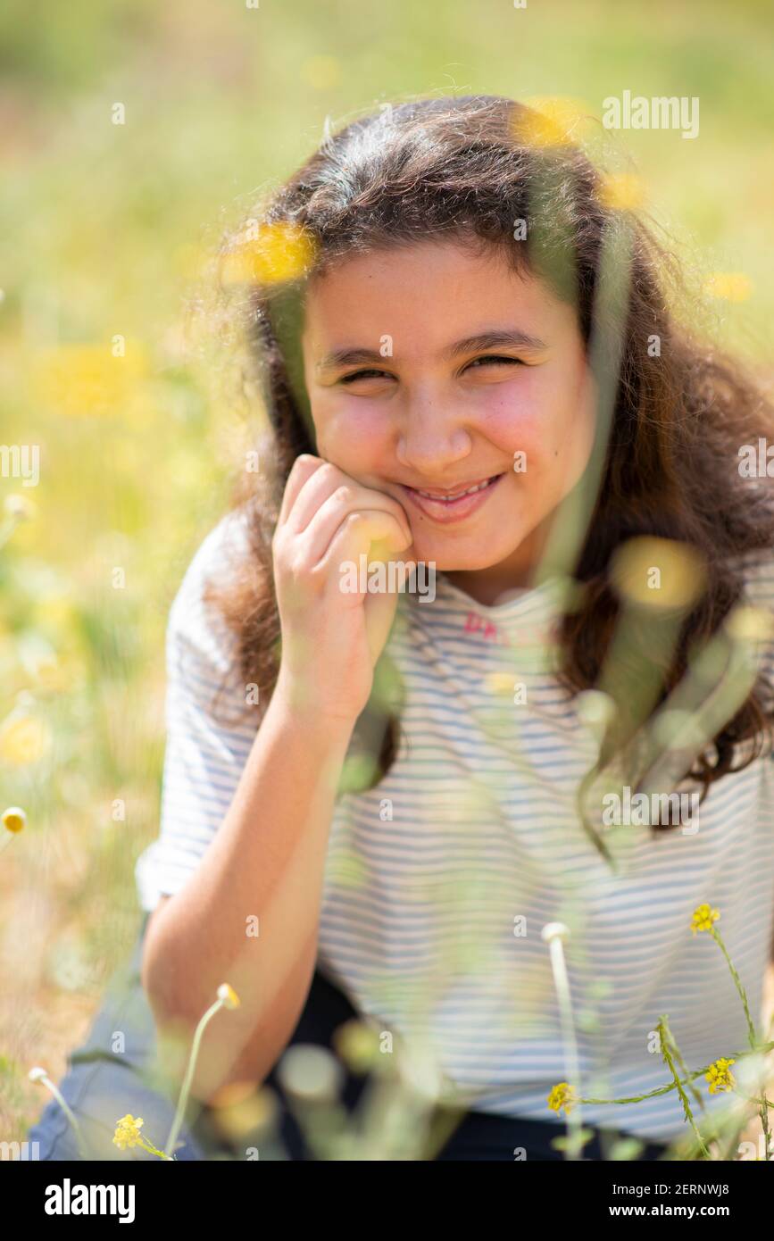 Beautiful 12 years old middle eastern girl in nature Stock Photo - Alamy