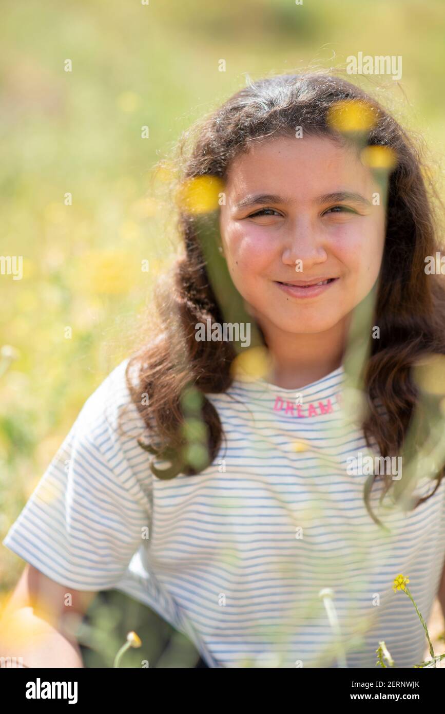 Beautiful 12 years old middle eastern girl in nature Stock Photo - Alamy
