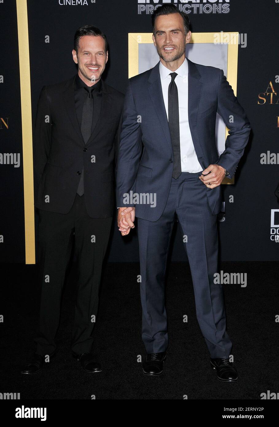 (L-R) Jason Landau and Cheyenne Jackson arrives at "A Star Is Born" Los ...