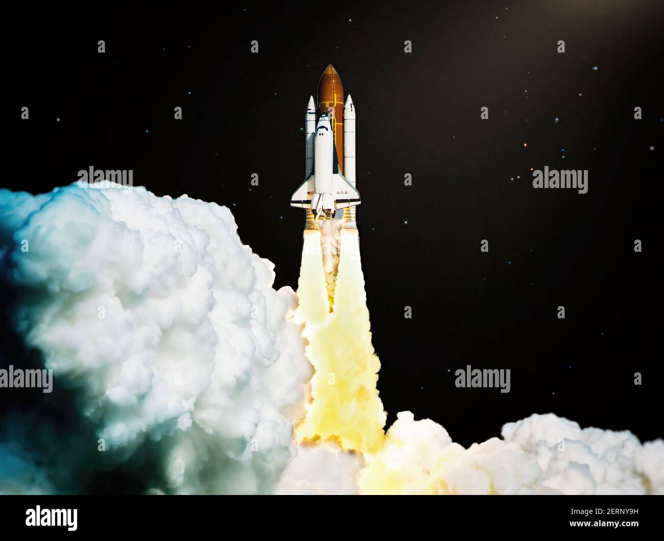 Black Sky Rocket In Space