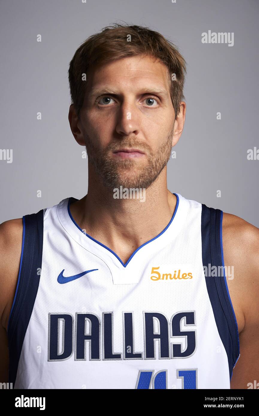 Dirk Nowitzki of the Dallas Mavericks poses during Media Day at ...