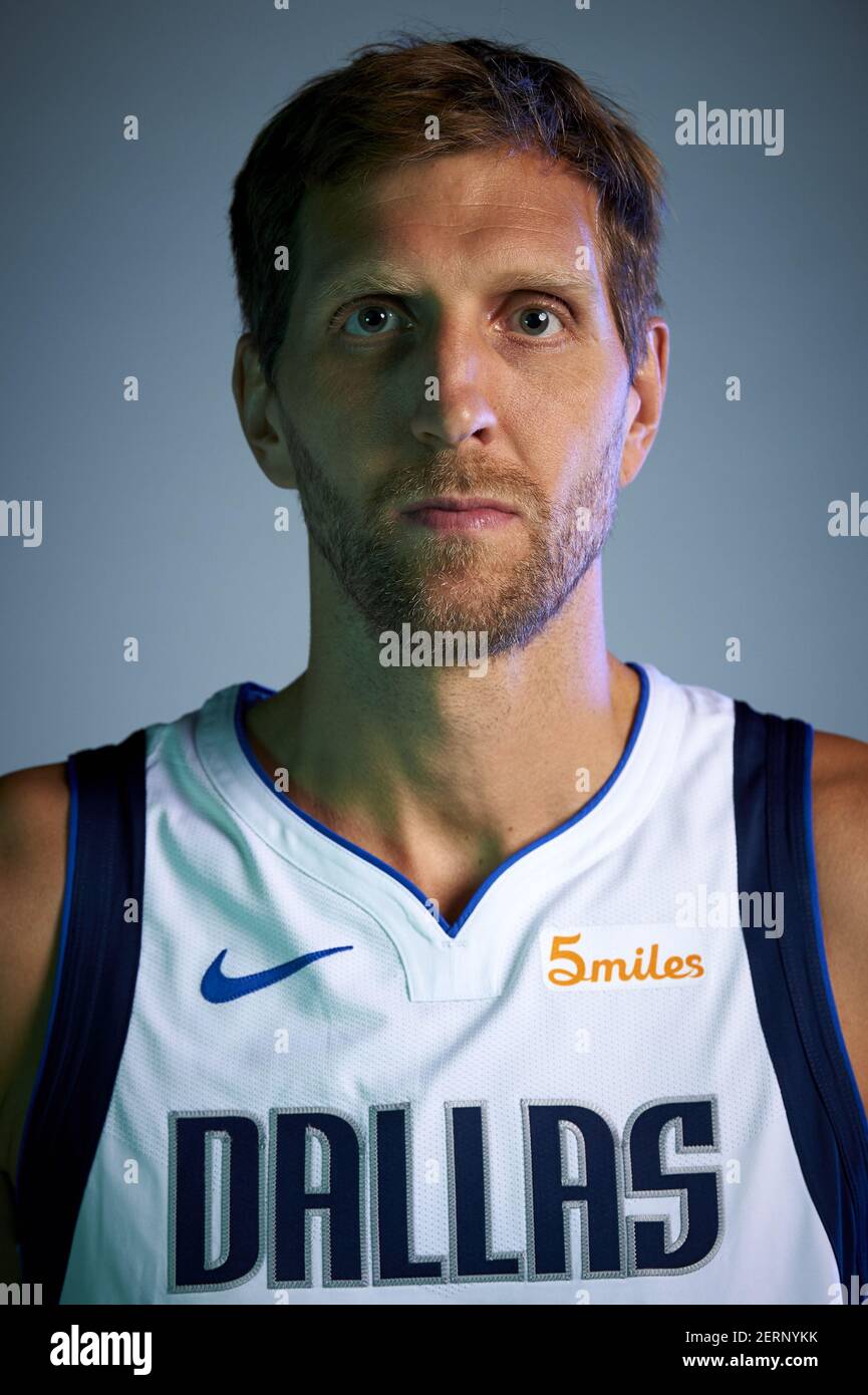 Dirk Nowitzki of the Dallas Mavericks poses during Media Day at ...