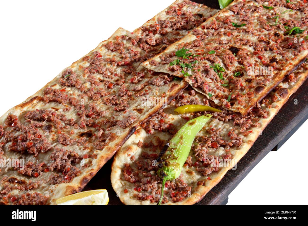 Turkish traditional minced meat pide. Turkish pizza, Etliekmek Stock ...