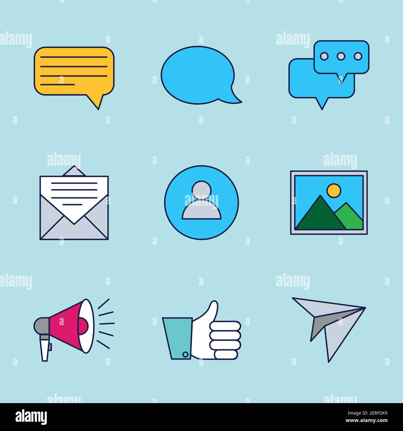 social media icons message photo Stock Vector Image & Art - Alamy