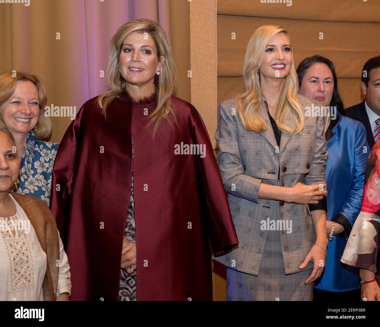 Queen Maxima of the Netherlands and Ivanka Trump during a meeting with ...