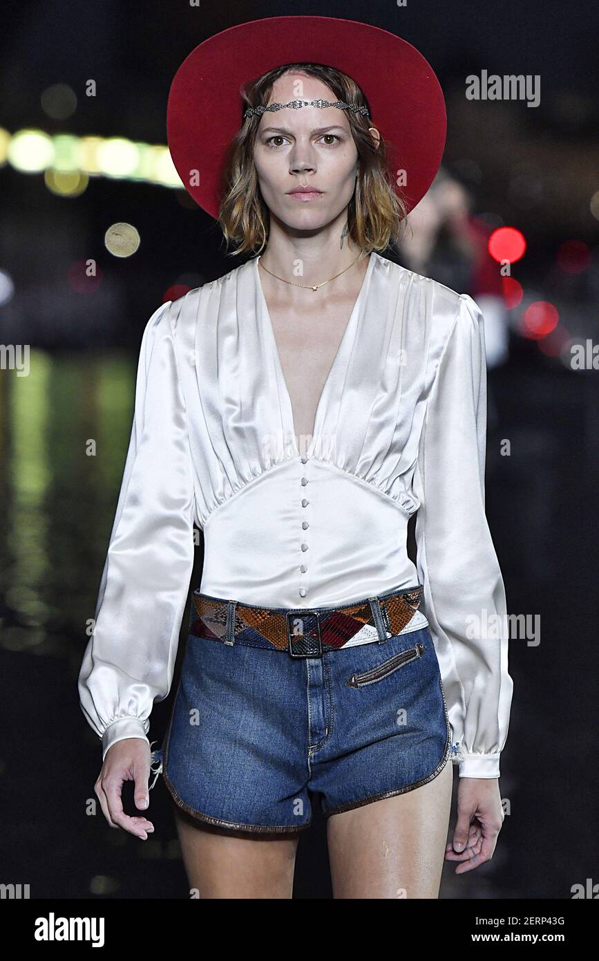 Model Freja Beha Erichsen walks on the runway during the YSL Fashion ...