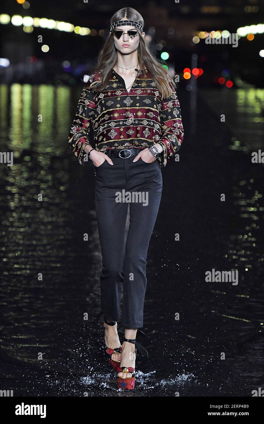 Model Lea walks on the runway during the YSL Fashion Show during Paris ...