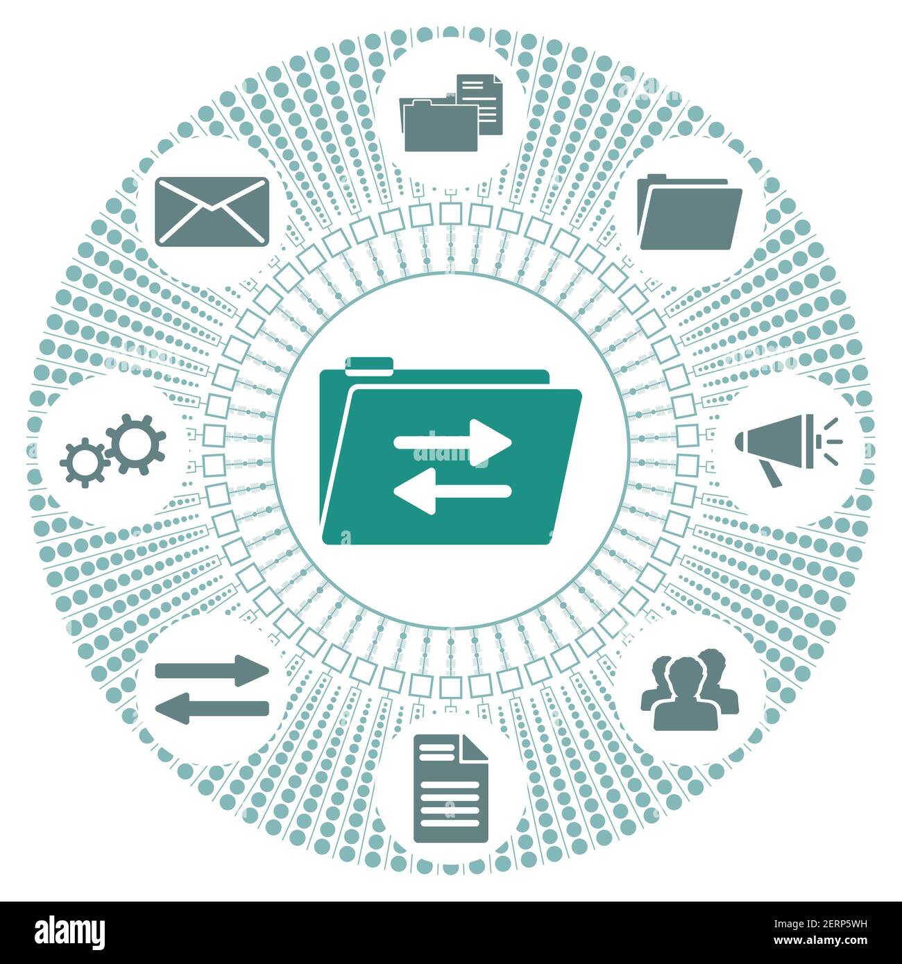Concept of data exchange with connected icons Stock Photo - Alamy