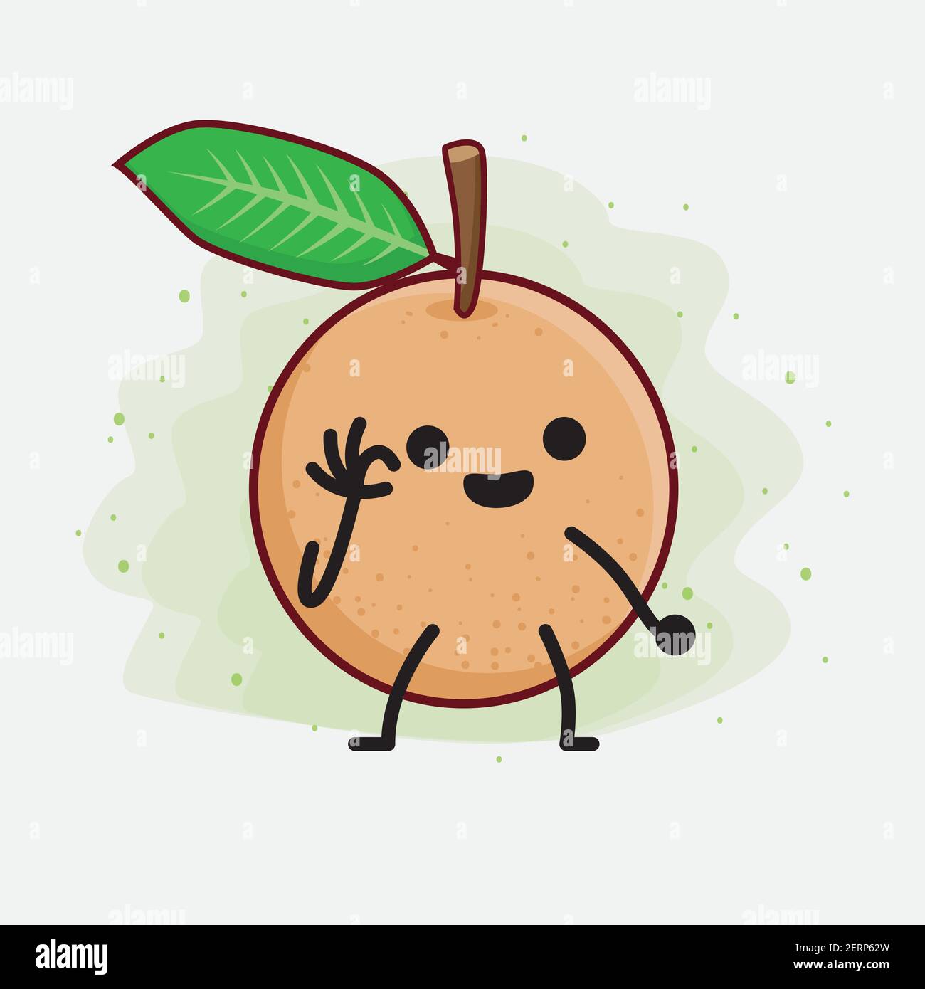 Vector Illustration of Lychee Fruit Character with cute face, simple ...