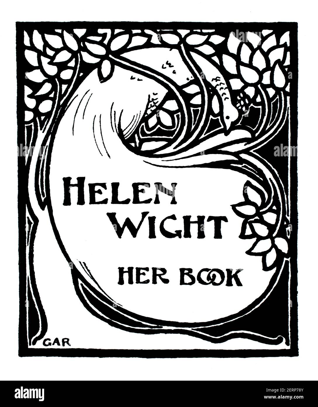 Helen Wright bookplate designed by E G Perman (1875-1955), ldesigner of ...