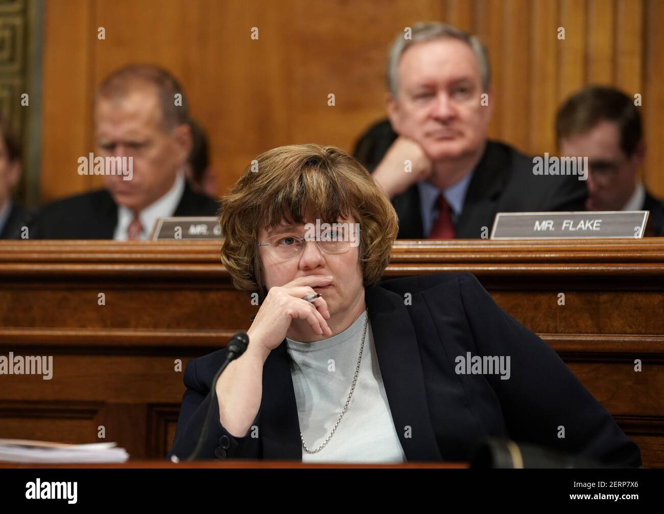 Phoenix prosecutor Rachel Mitchell listens to Christine Blasey Ford ...