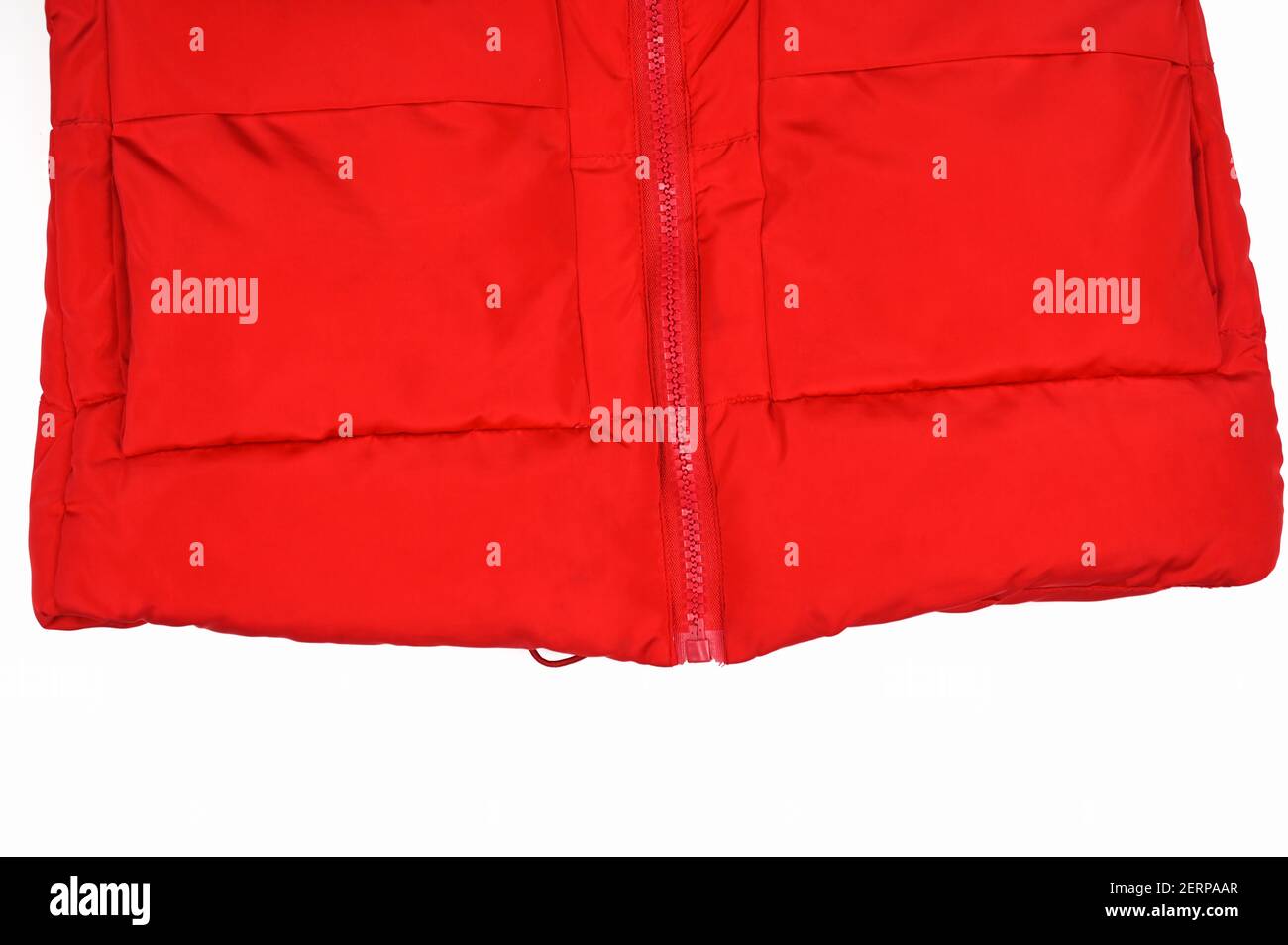Parts of a red jacket, isolated white background Stock Photo - Alamy