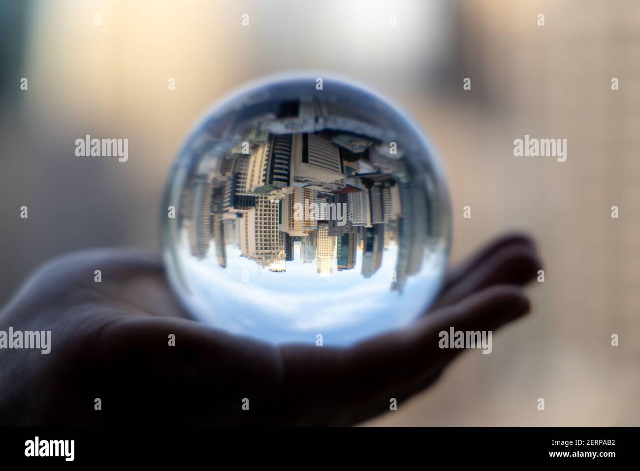 Cityscape visible inside a marble, Makati, Philippines Stock Photo - Alamy