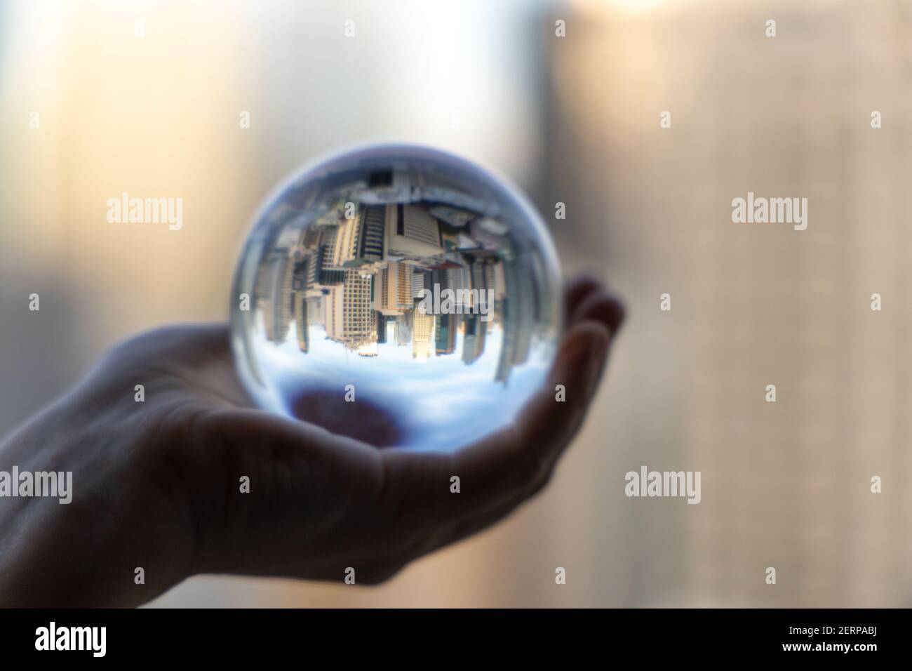 Cityscape visible inside a marble, Makati, Philippines Stock Photo - Alamy