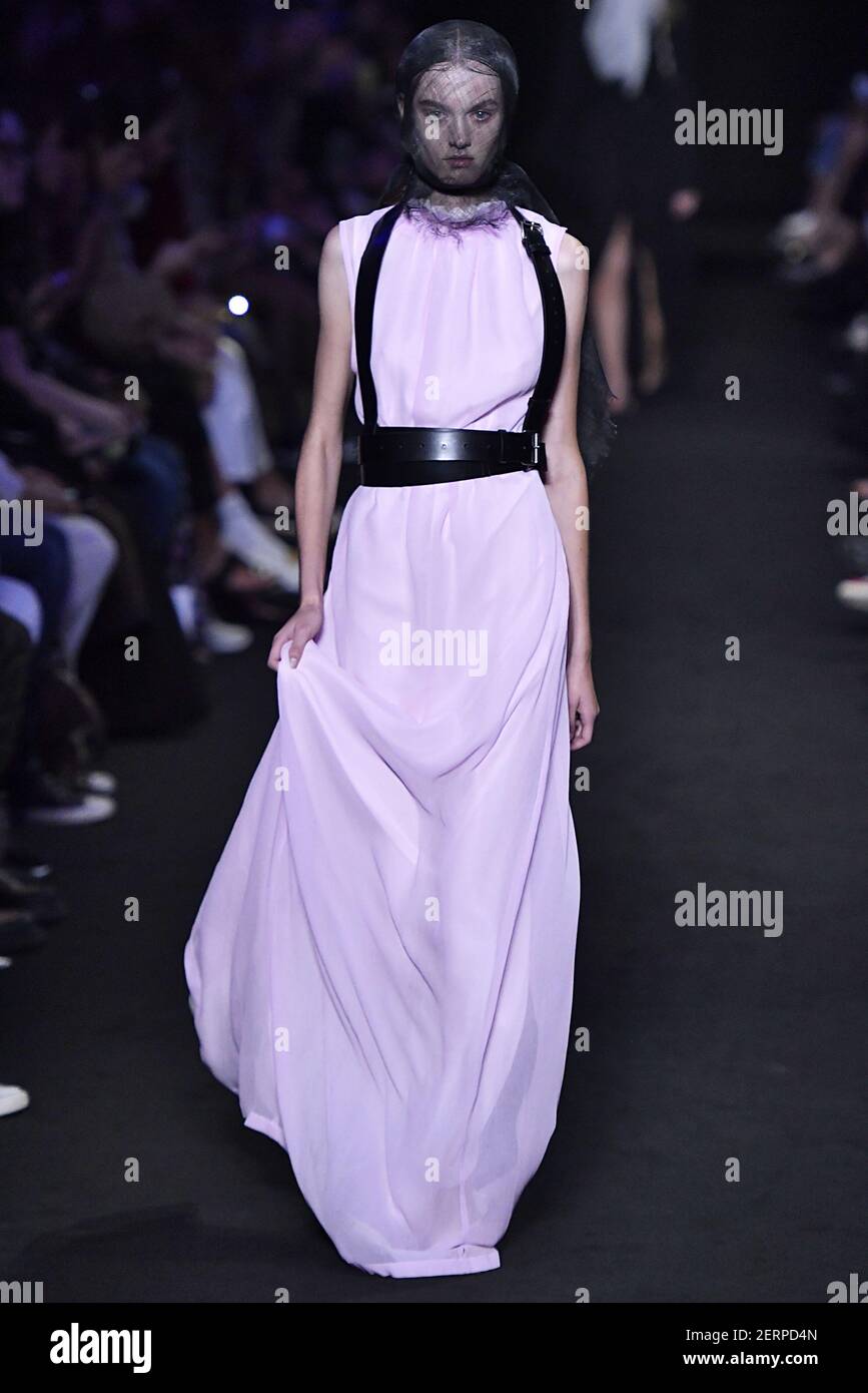 Model Hannah Claverie walks on the runway during the Ann Demeulemeester ...